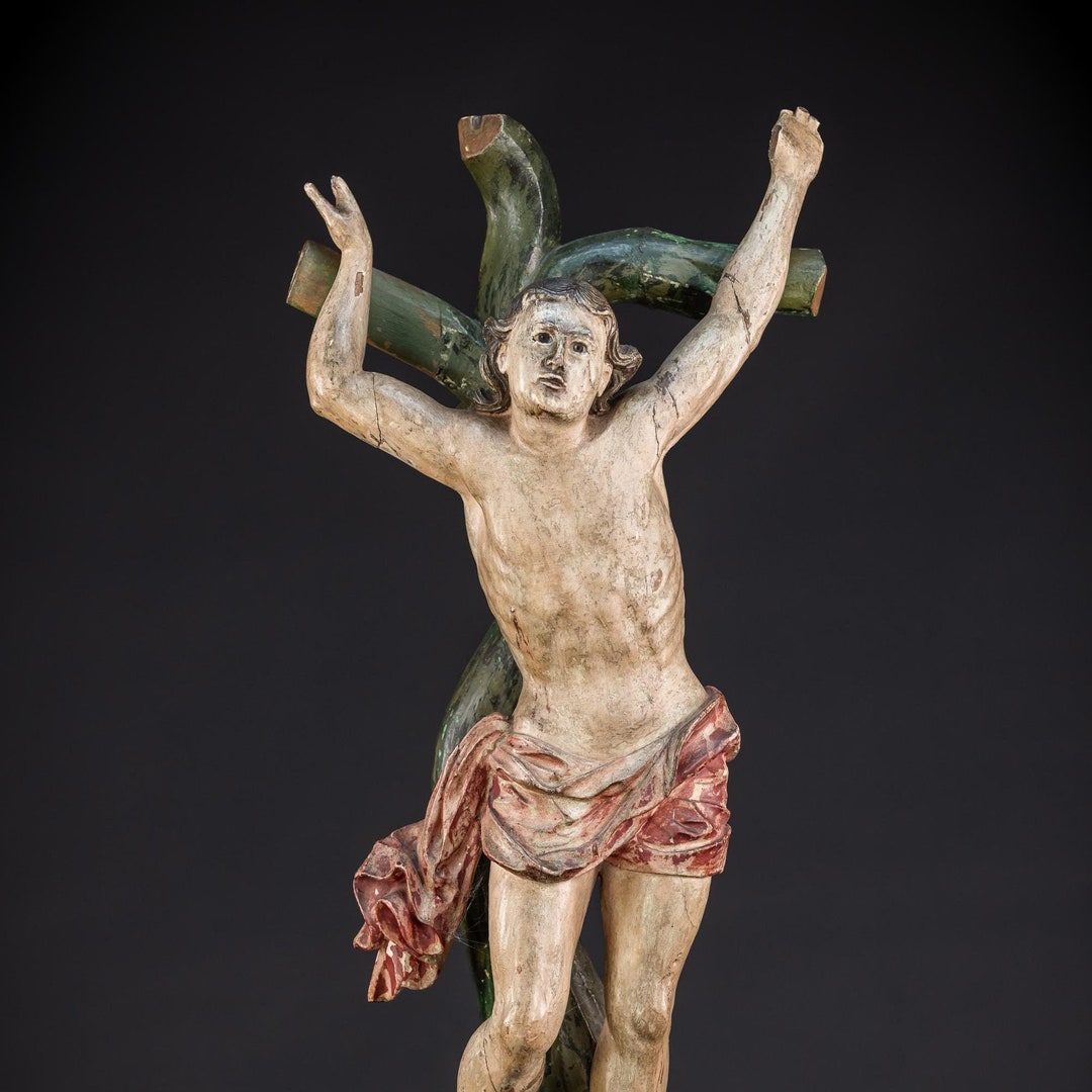 RARE Saint Sebastian Wooden Sculpture From 17th Century | 1600s Antique ...
