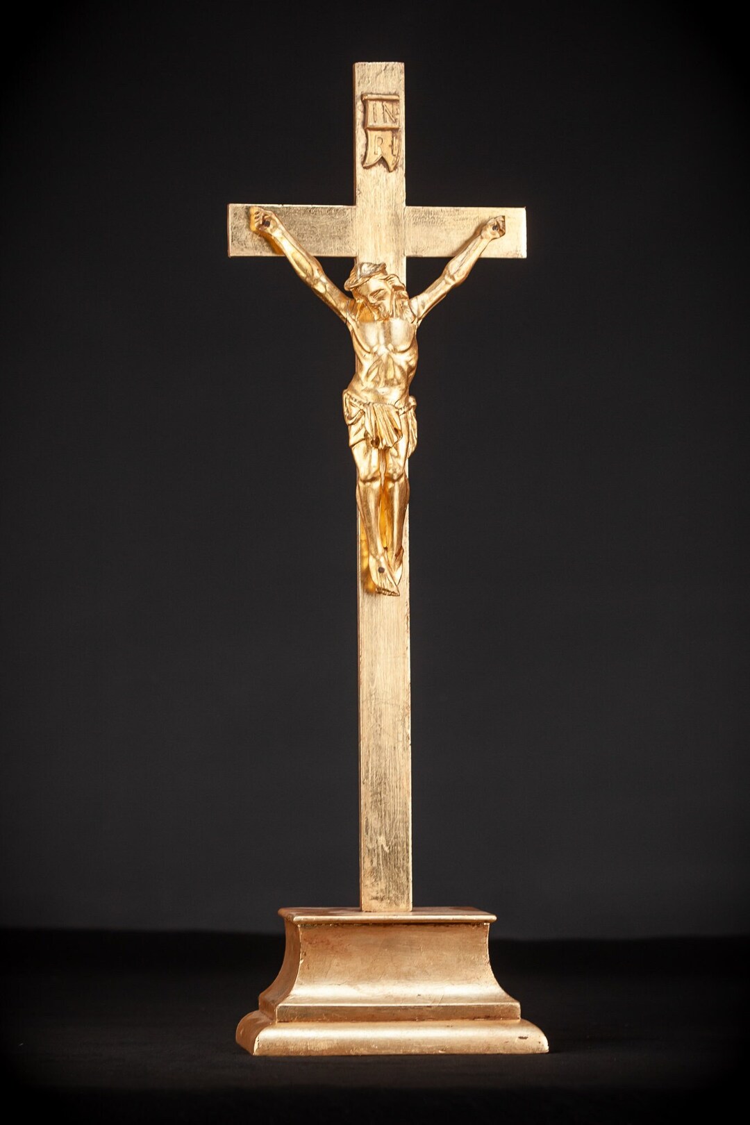 Altar Crucifix 1800s Antique Standing Wooden Cross Gilded - Etsy