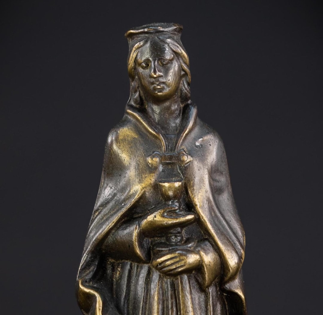 Saint Barbara Bronze Statue | French Antique 1800s Saint Martyr Figure ...