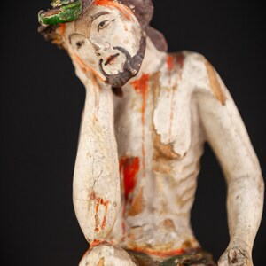 RARE Pensive Christ Wooden Sculpture From 18th C. 1700s Antique Worried ...