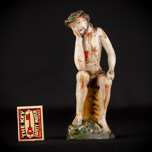 RARE Pensive Christ Wooden Sculpture From 18th C. 1700s Antique Worried ...