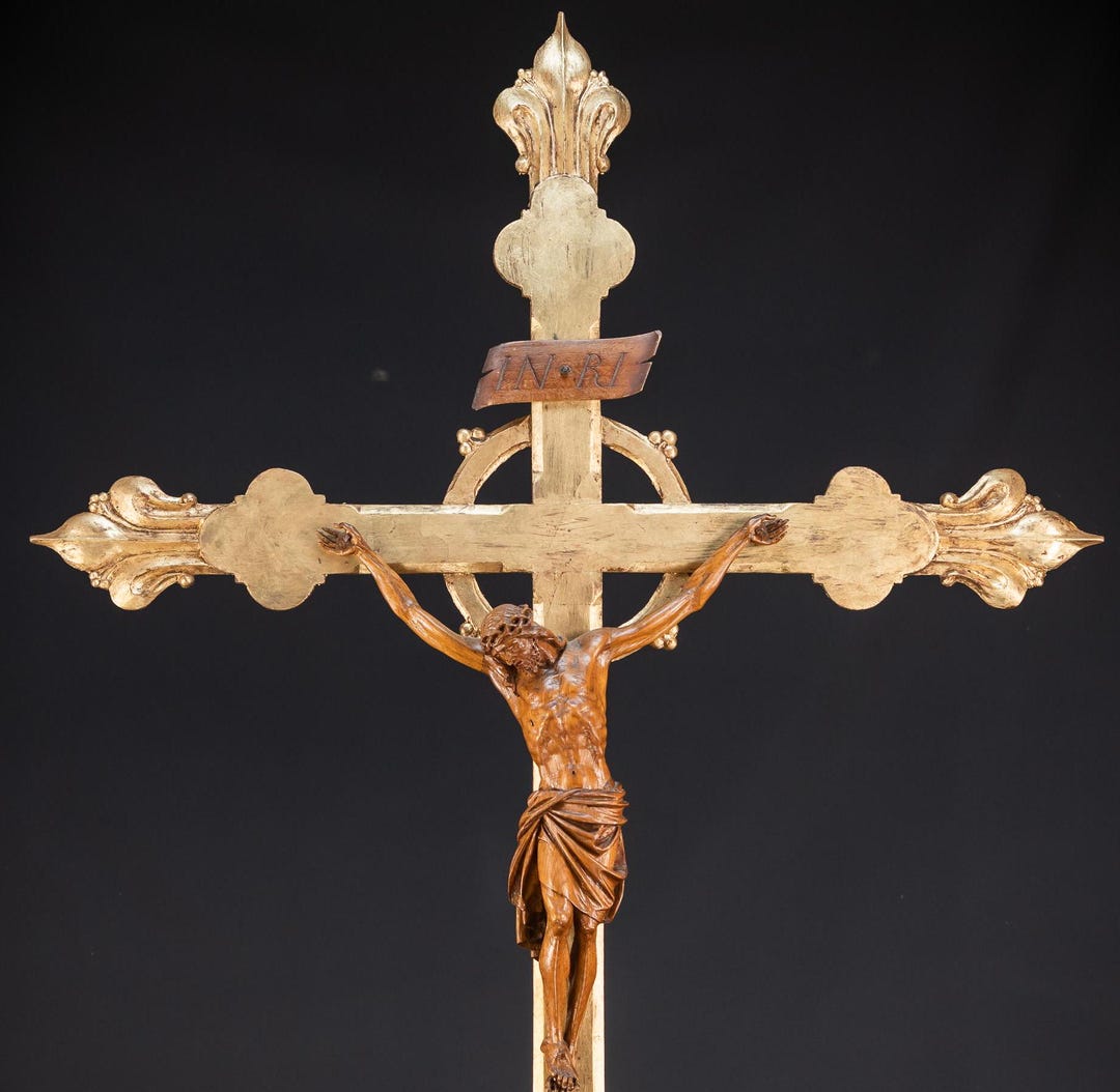45.7 / 116 Cm Large Antique Church Wall Crucifix 1800s Wooden Church ...