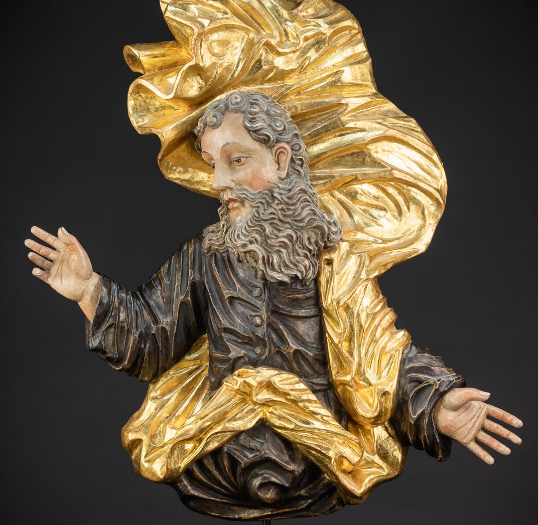 God the Father Wooden Statue From 18th 19th Century Antique 1700s-1800s ...