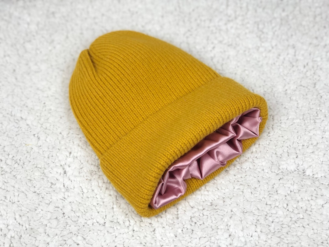 Satin Lined Knit Beanie for Women Bright Yellow - Etsy