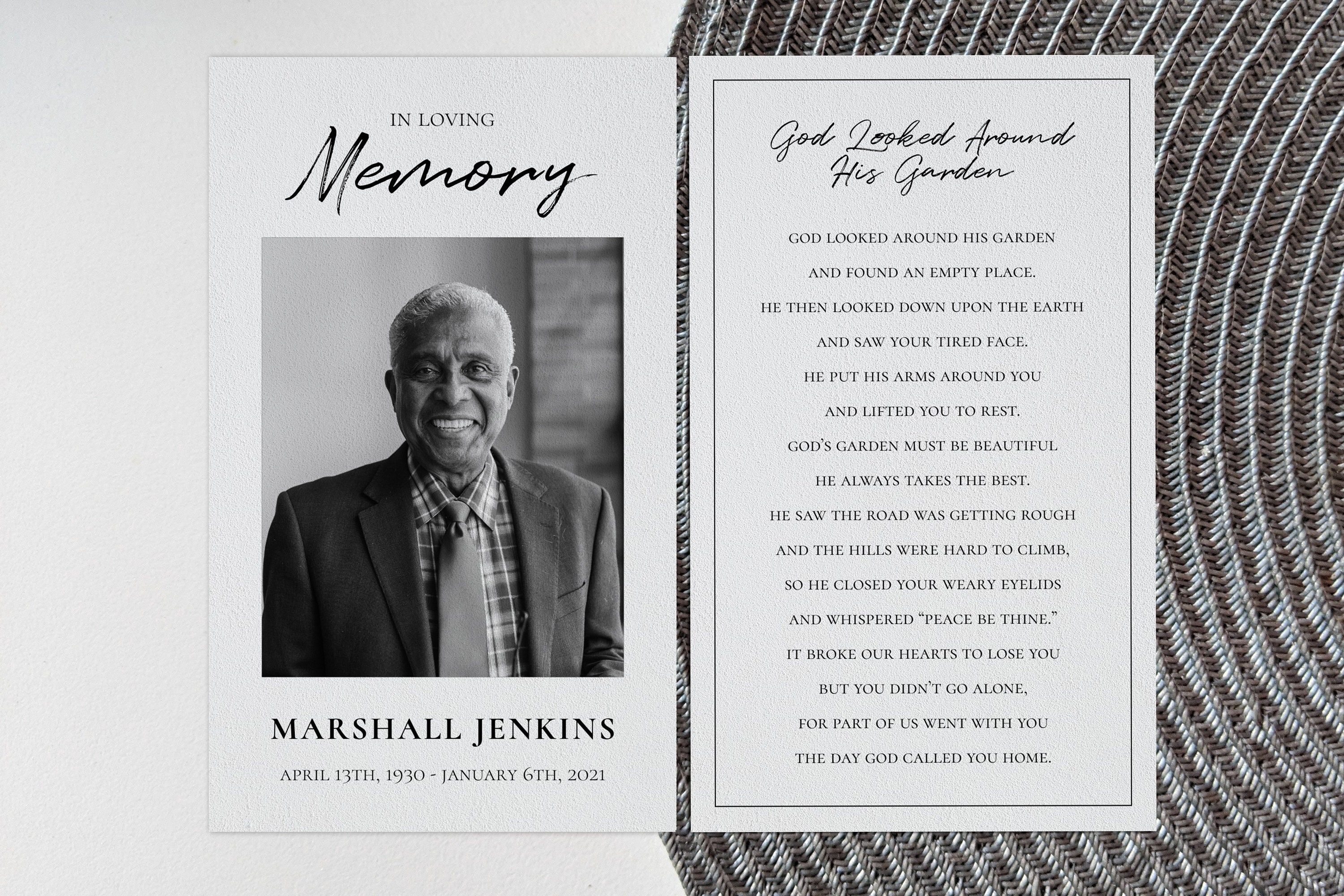 Funeral Memorial Prayer Card Template | Editable Digital Printable ...