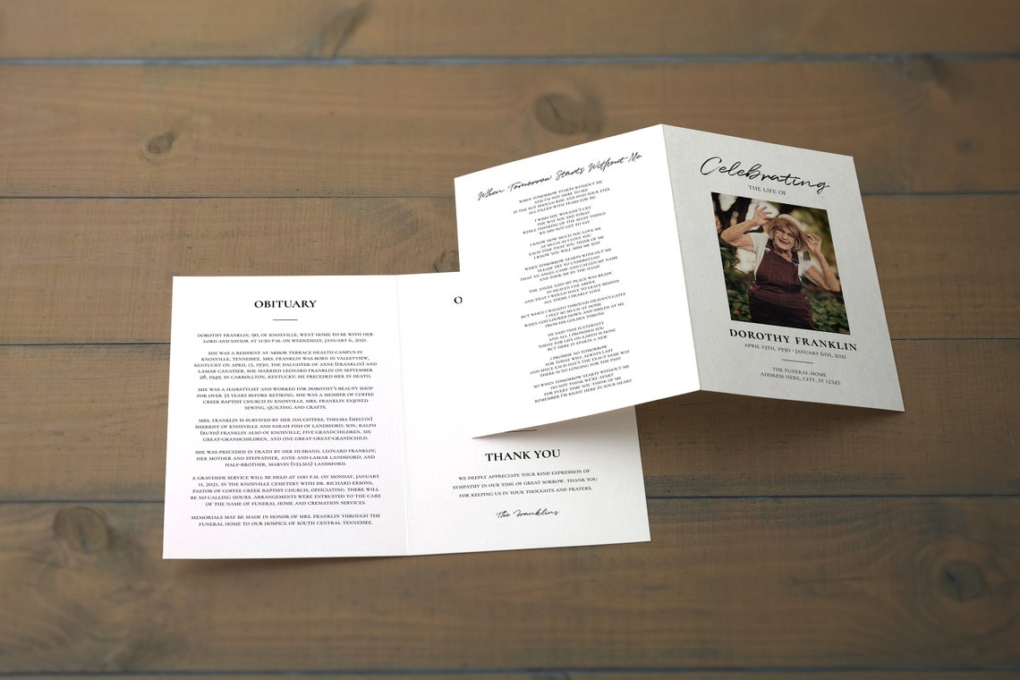 Minimalist Funeral Program Template | Editable Digital Printable ...