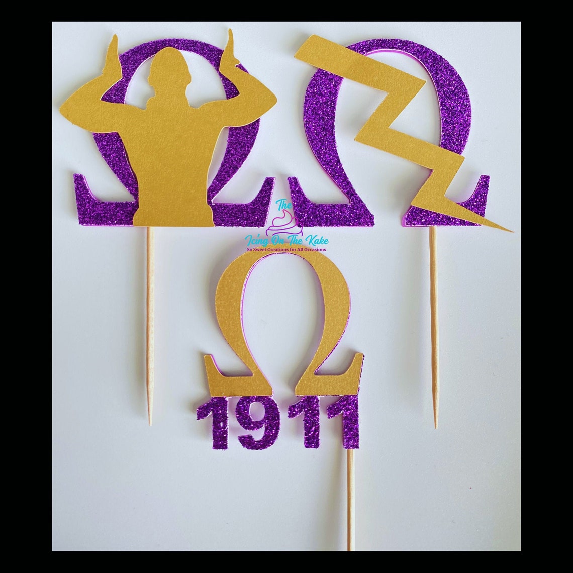 Omega Cupcake Toppersfraternity Cupcake Toppers | Etsy