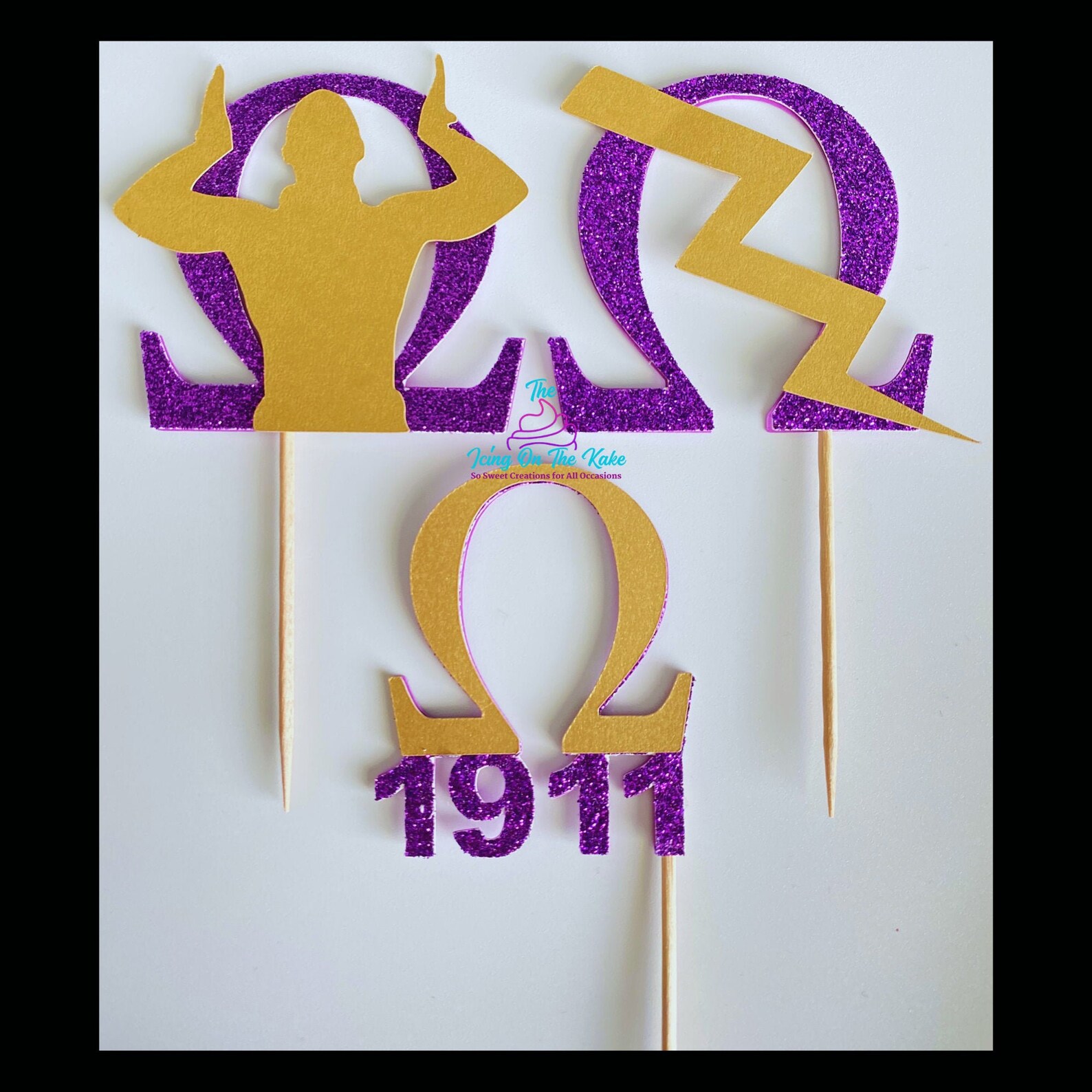 Omega Cupcake Toppersfraternity Cupcake Toppers | Etsy