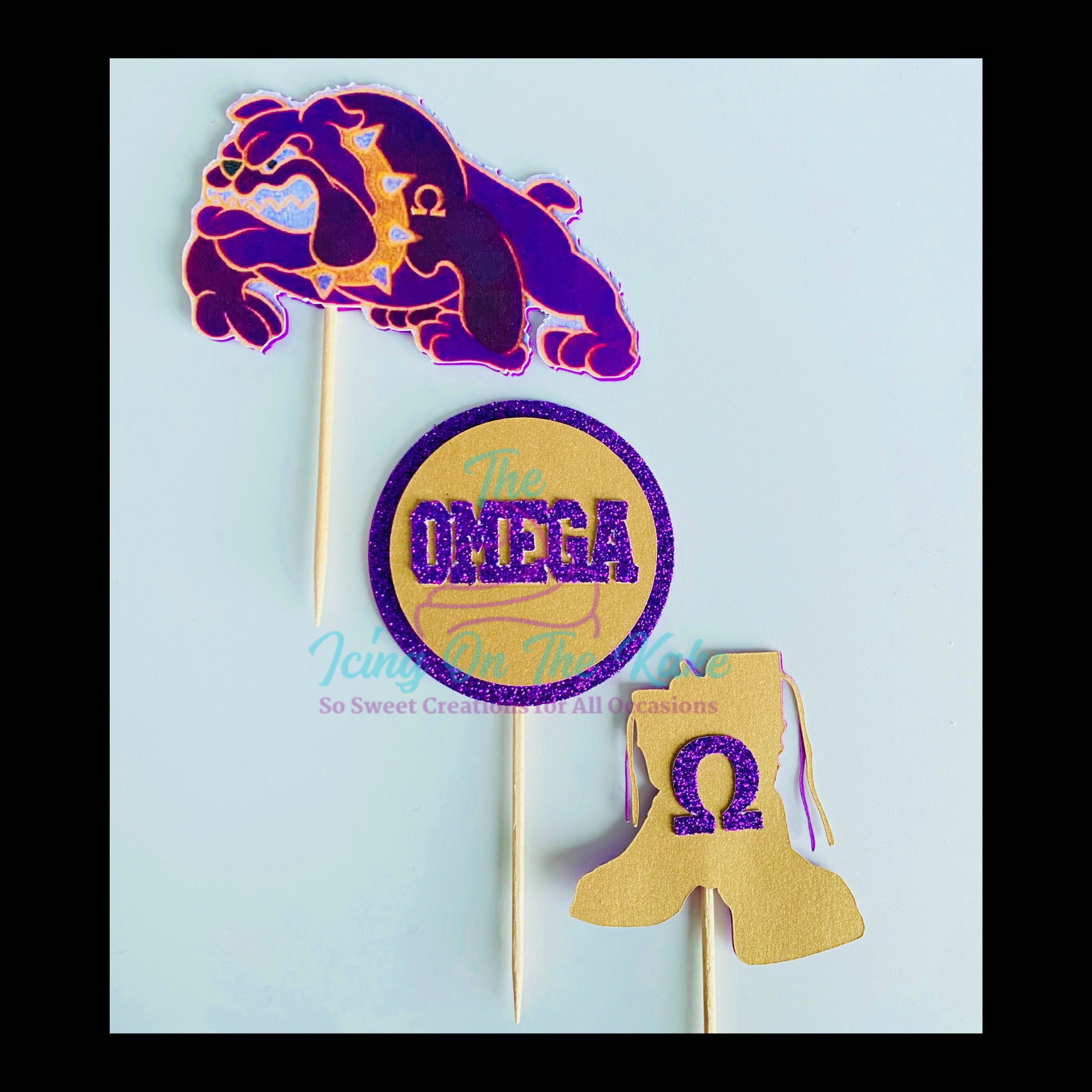 Omega Cupcake Toppersfraternity Cupcake Toppers - Etsy