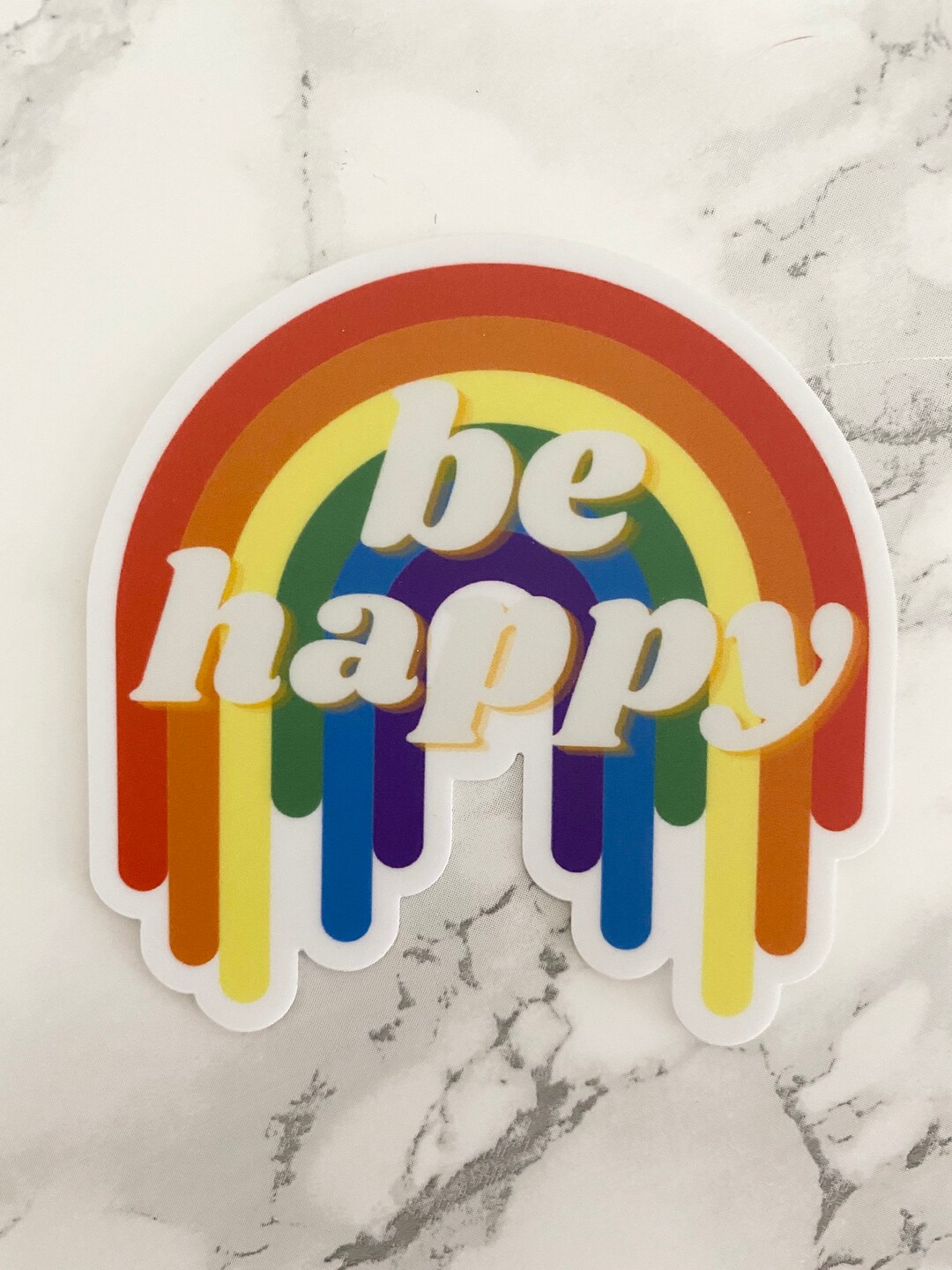 Be Happy Sticker | Decal | Rainbow | Laptop Sticker | Water Bottle ...