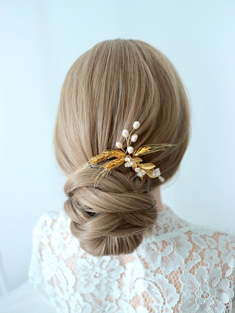 Rustic Bride Headpiece, Gold Wheat Bridal Headpiece, Rustic Small ...
