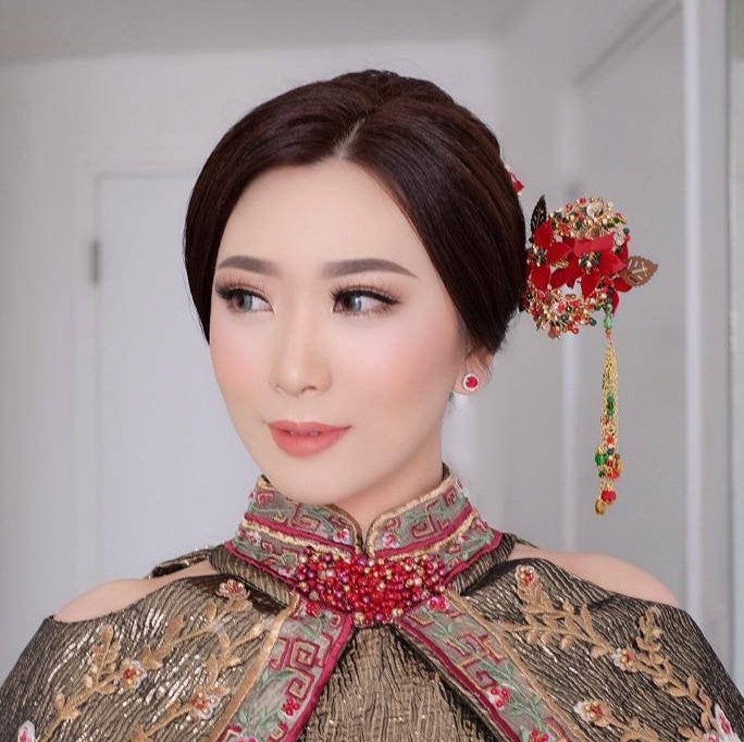 Bride Cheongsam Chinese Hair Stick, Oriental Qi Pao Wedding Headdress ...