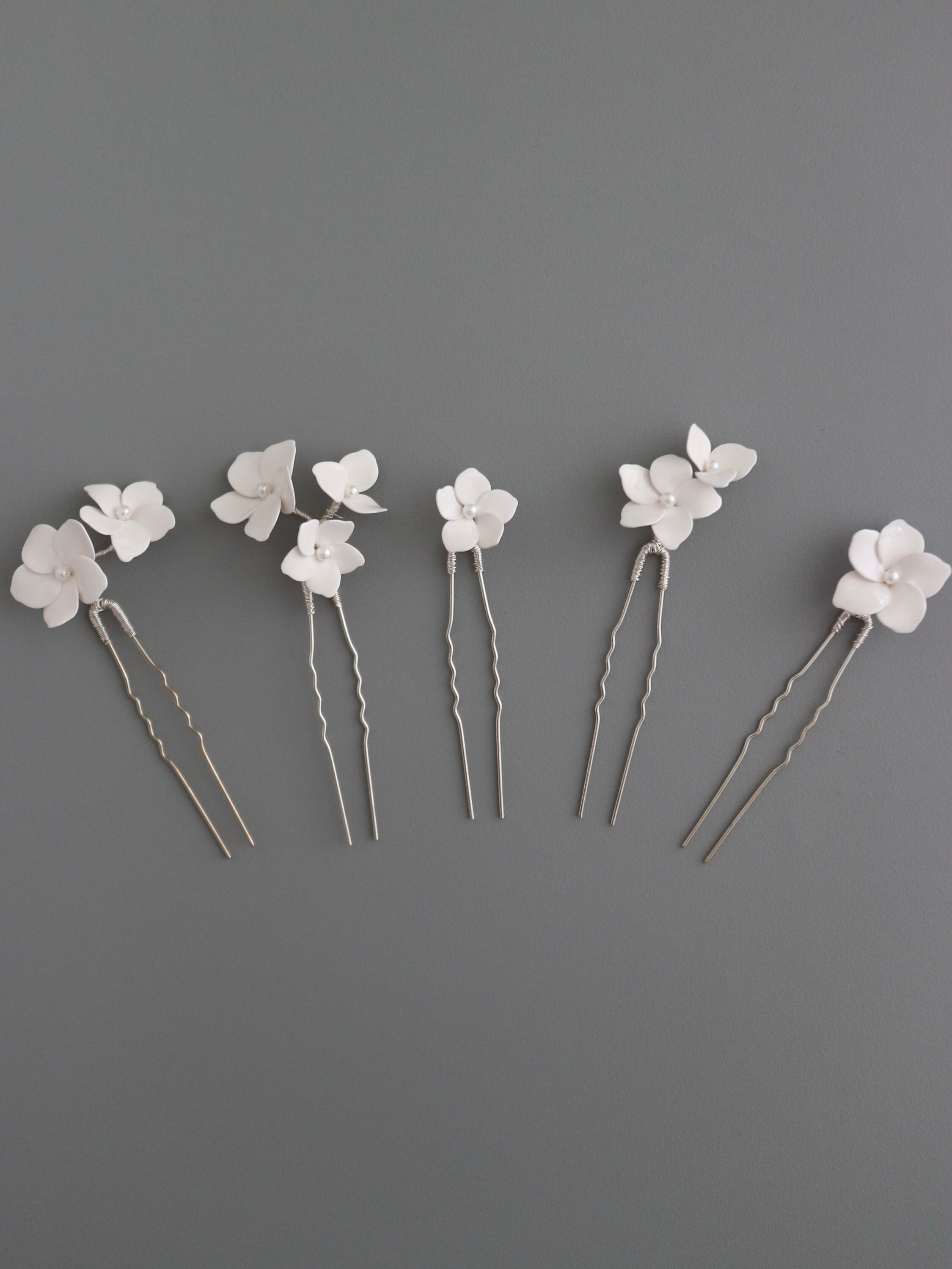 Bride White Flower Wedding Hair Pins, Bridal Floral Headpiece for Bride ...