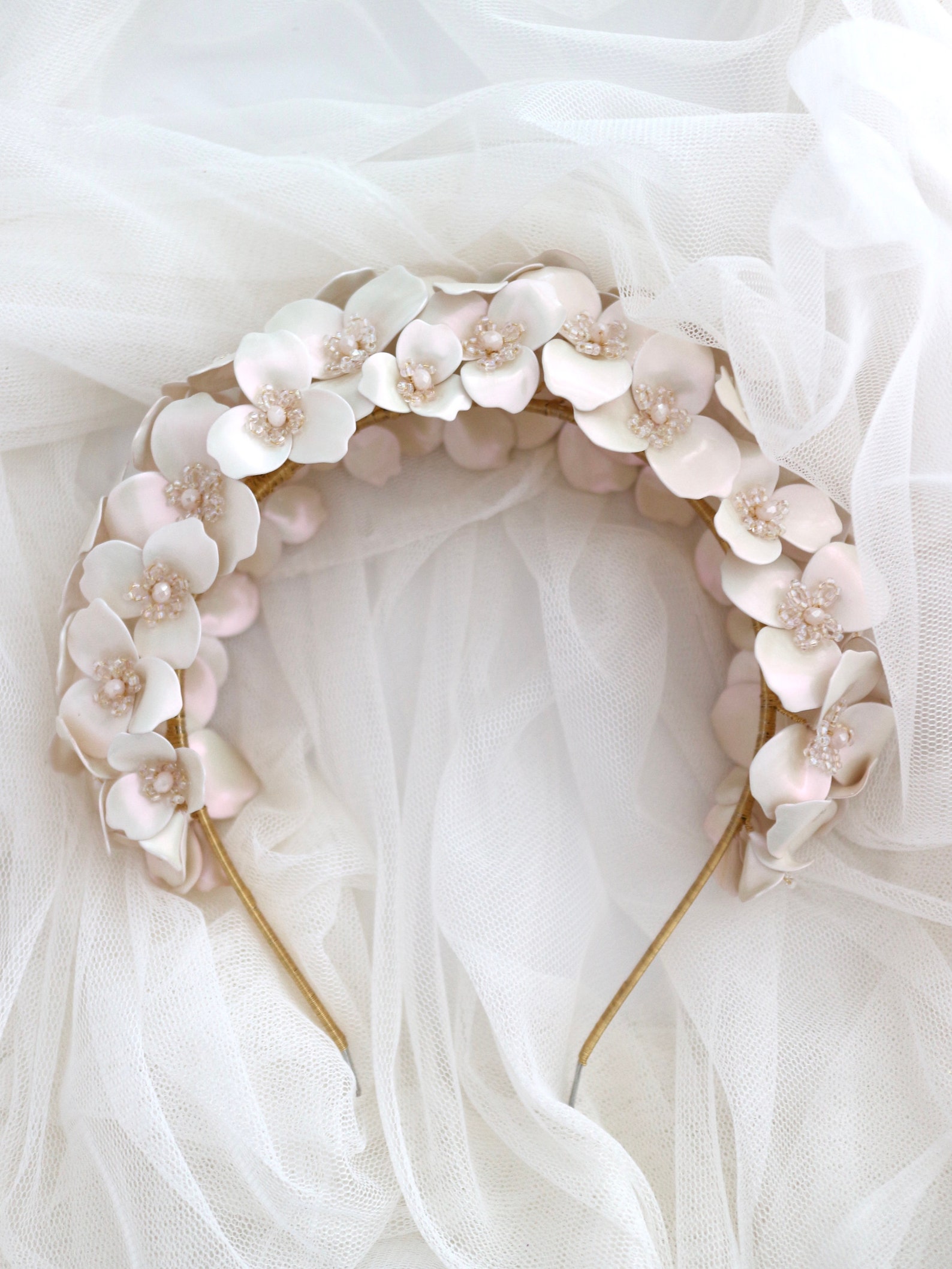 Boho Bridal Headband, Adult White Flower Headband, Floral Headband ...