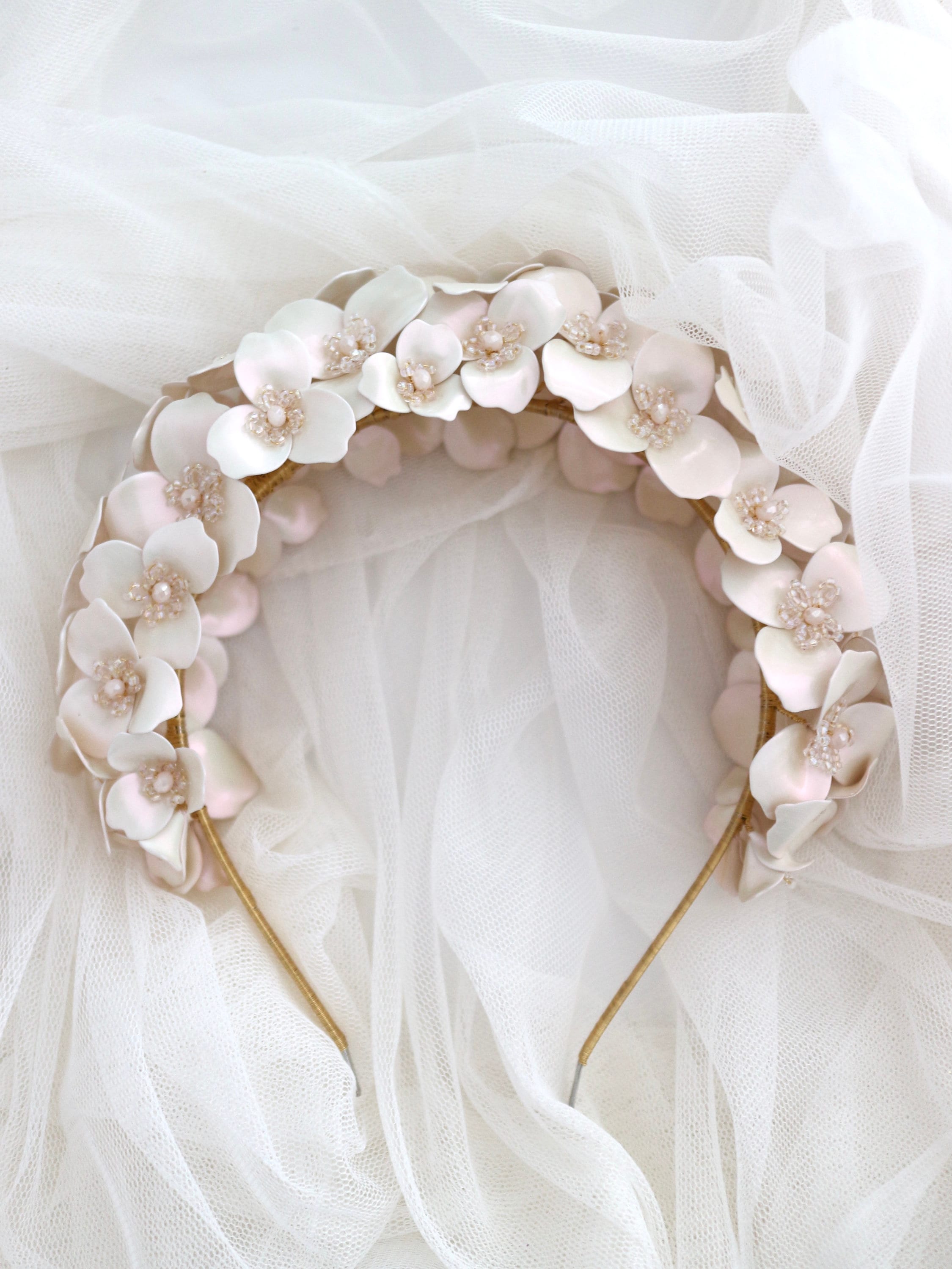 Boho Bridal Headband, Adult White Flower Headband, Floral Headband ...