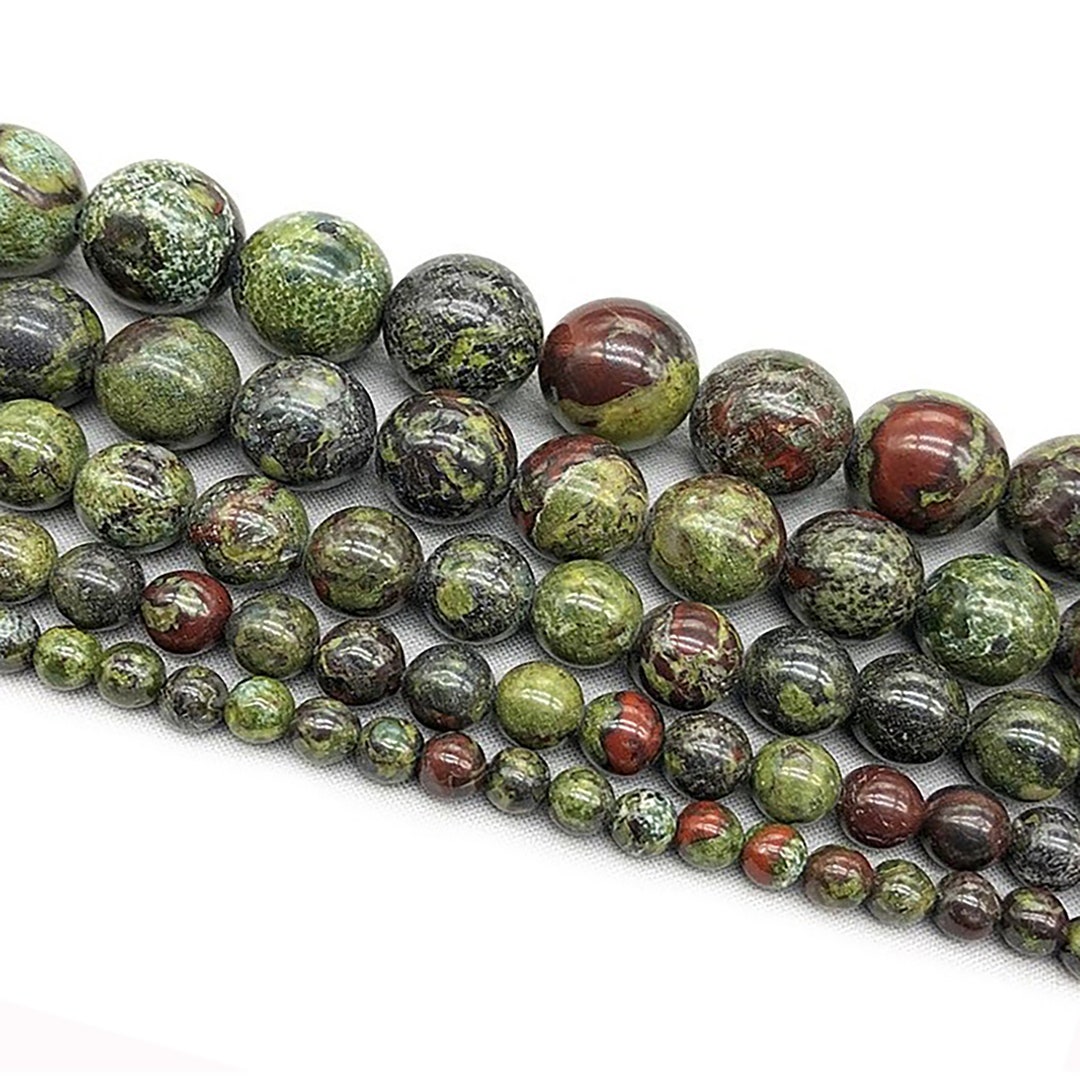 Natural Dragon Bloodstone Beads, A Blood Stone Gemstone Round and ...