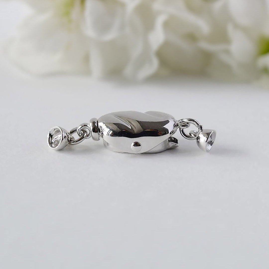 Oval Box Clasp in 925 Sterling Silver, Pillow Push Button Design ...