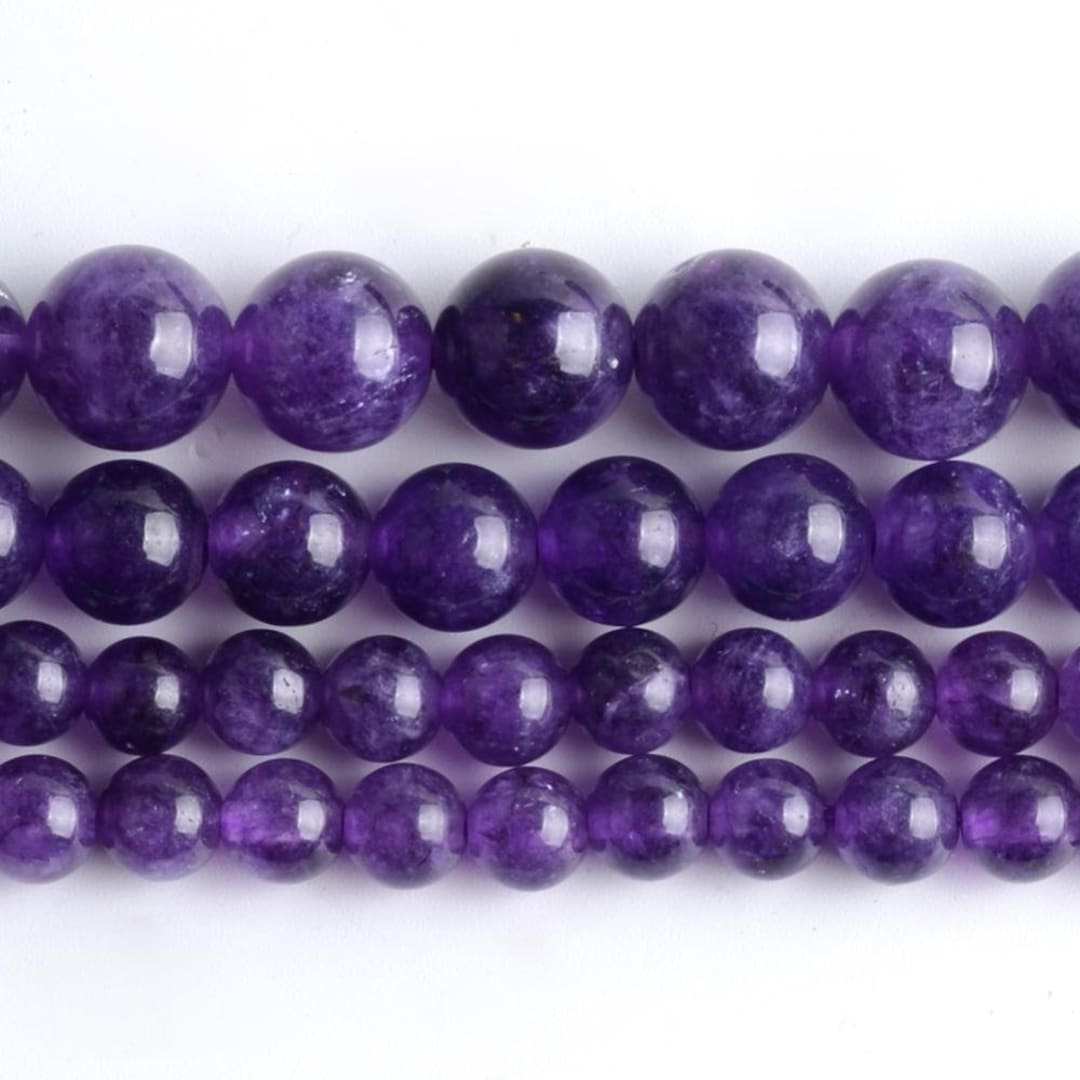 Genuine Amethyst Beads, Purple Gemstone Beads, Stone Beads, Round ...