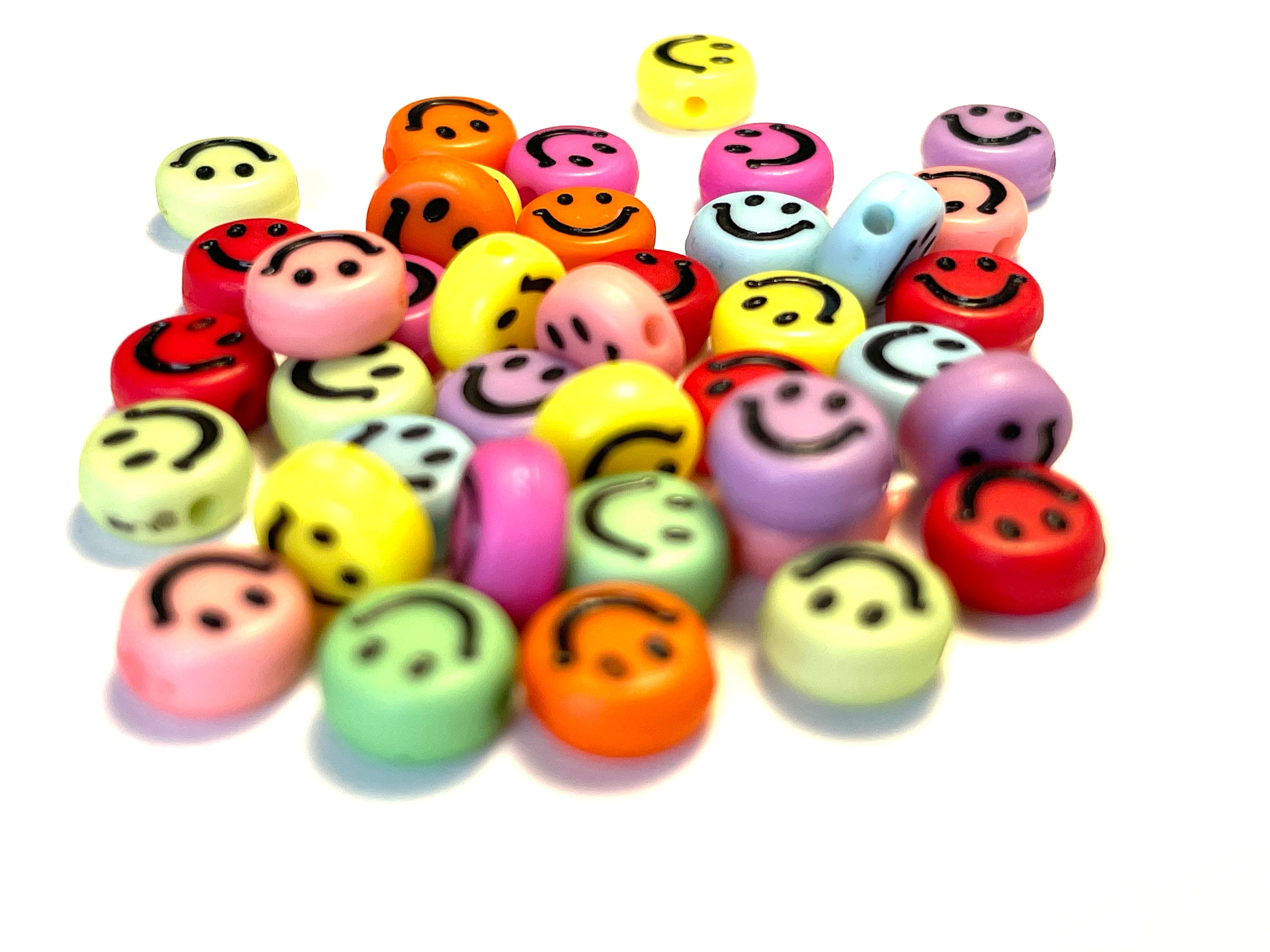 Smiley Face Round Flat Beads 7mm Emoji Beads Happy Face - Etsy UK
