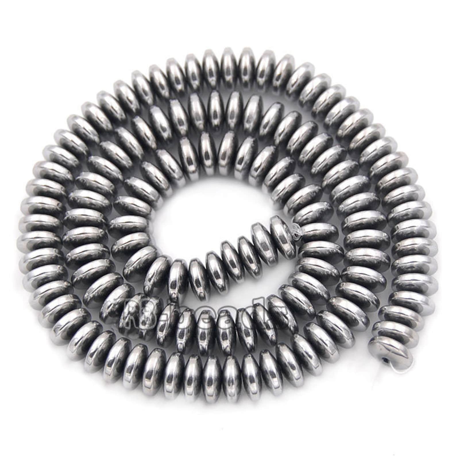 Gem Natural Silver Hematite Smooth Rondelle Beads Disk Stone - Etsy
