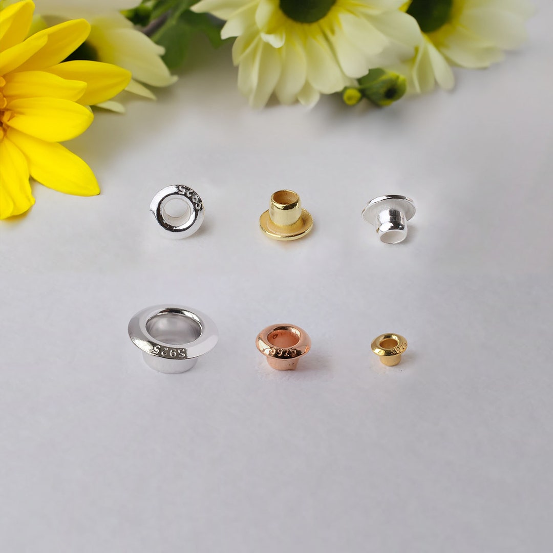 Solid 925 Starling Silver Eyelet Rivets, Eyelet for Big Hole Beads ...
