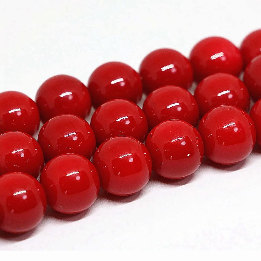 Red Coated Czech Glass Pearl Smooth Round Beads, 4mm 6mm 8mm 10mm 12mm ...