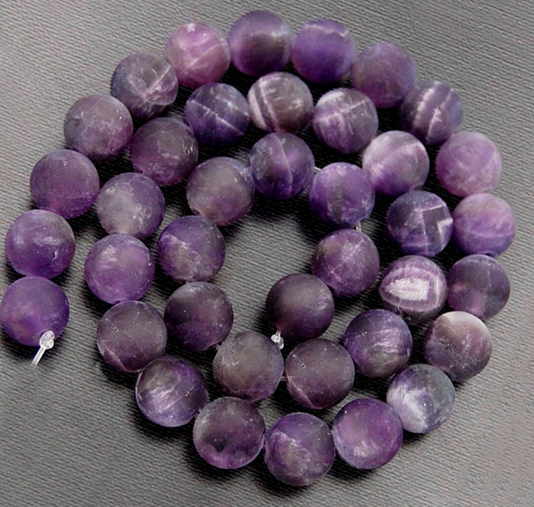 Natural Matte Amethyst Beads, Purple Matte Gemstone Beads, Stone Beads ...