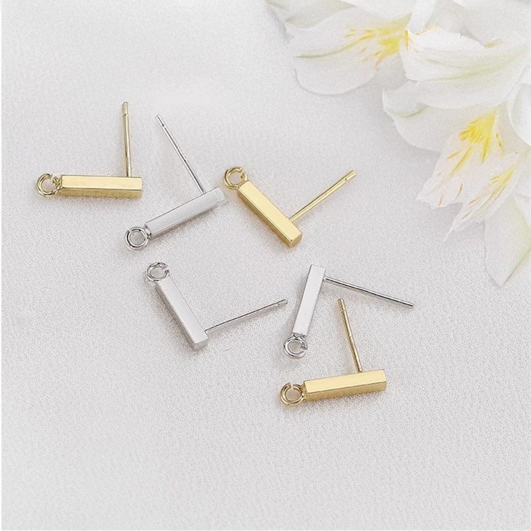 Stainless Steel T-type Stud Earrings, Back Plug Findings With Blank ...