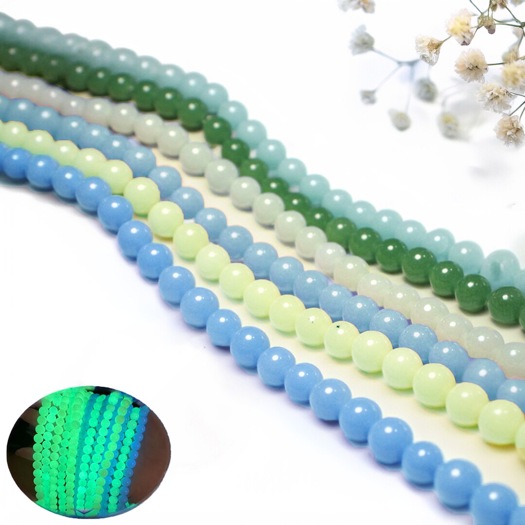 Glow in the Dark Luminous Stone Beads, Milk White, Blue, Green ...