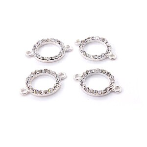 Gold Silver Double Looped Round Rhinestone Connector Stainless Steel ...