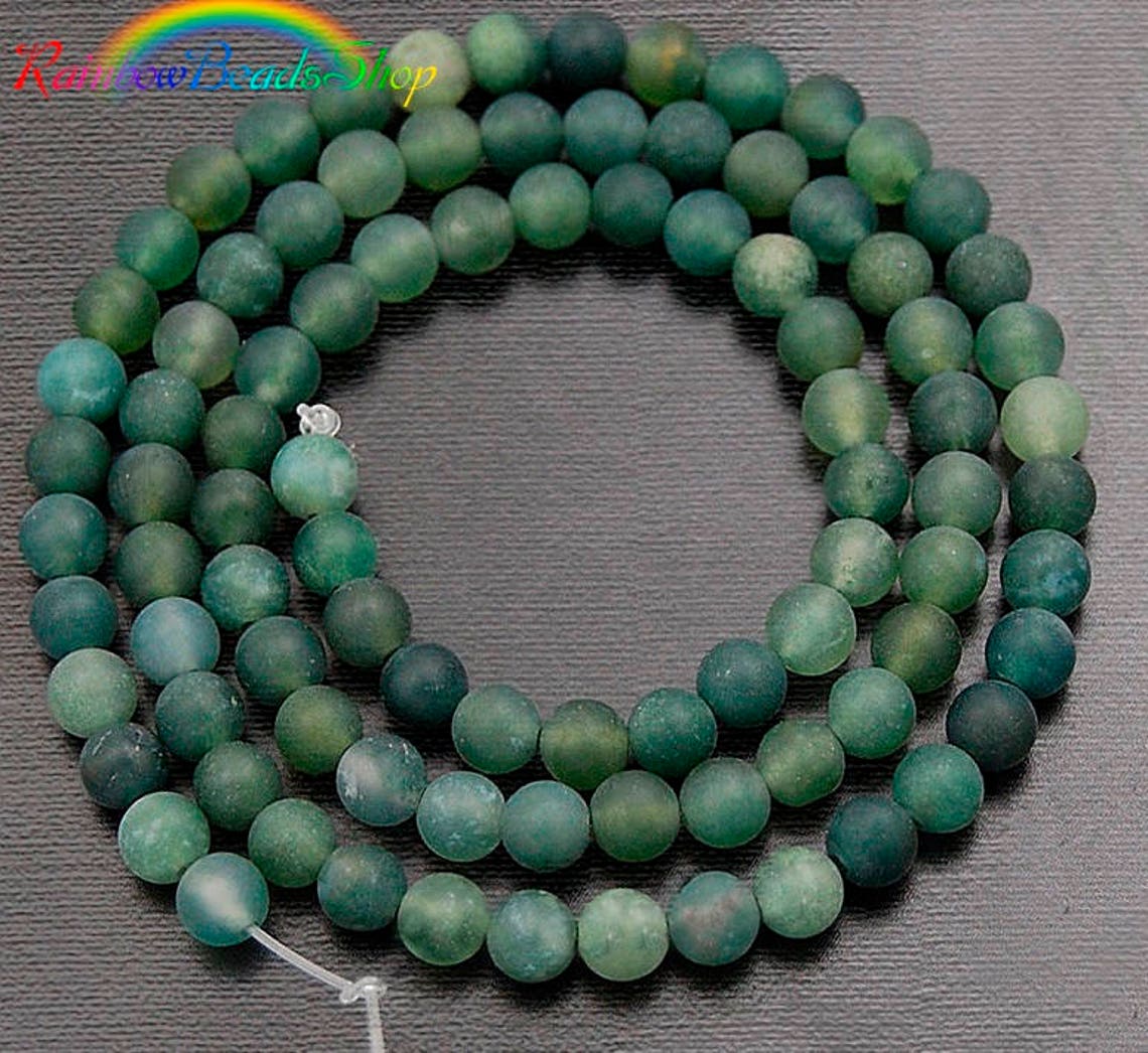 Natural Matte Moss Agate Beads Green Gemstone Beads 4mm 6mm - Etsy