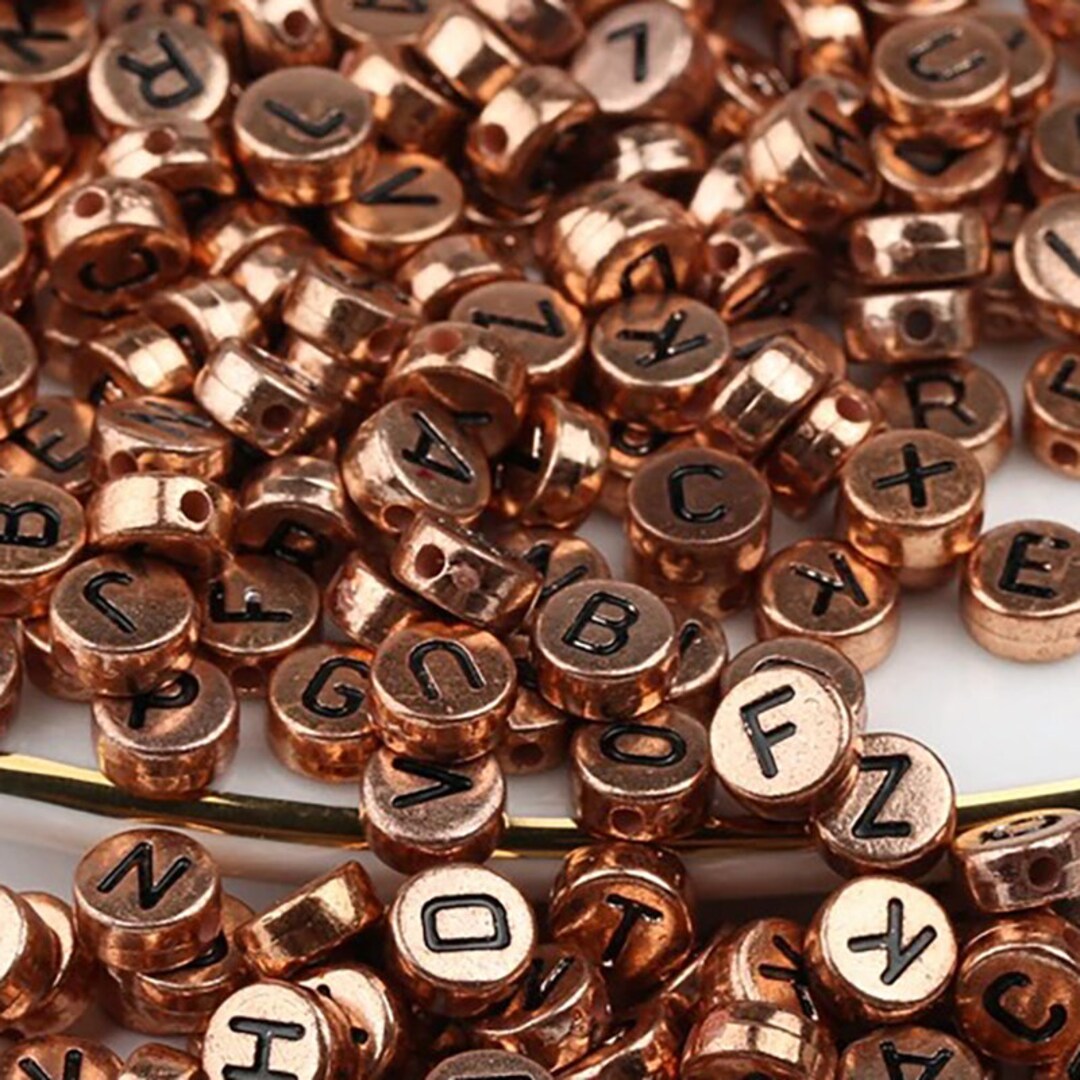 Copper ABC Round Letter Beads, 7mm A-Z Multi Coloured Mixed Acrylic ...