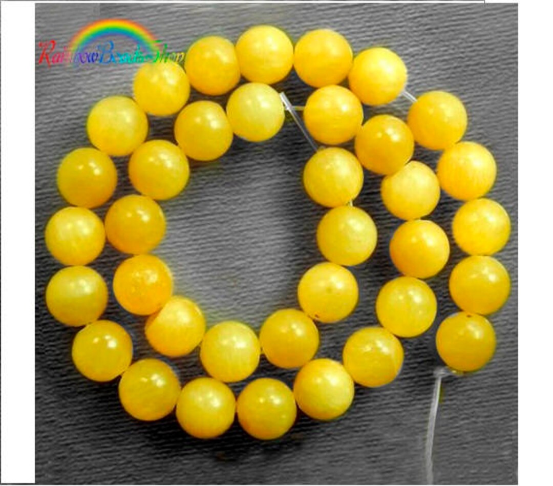 Yellow Jade Bead, 4mm 6mm 8mm 10mm 12mm Round Stone Beads 15''5 Strand ...