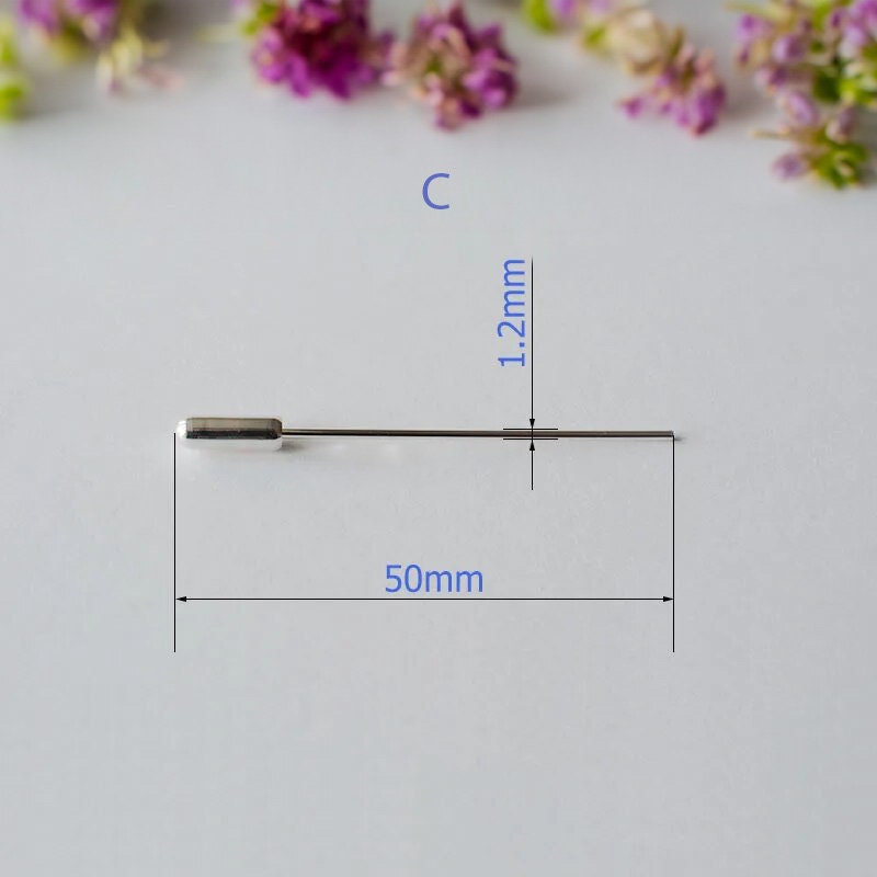 Sterling Silver Long Brooch Pin, DIY Needle Lapel Stick, Blank Stick ...