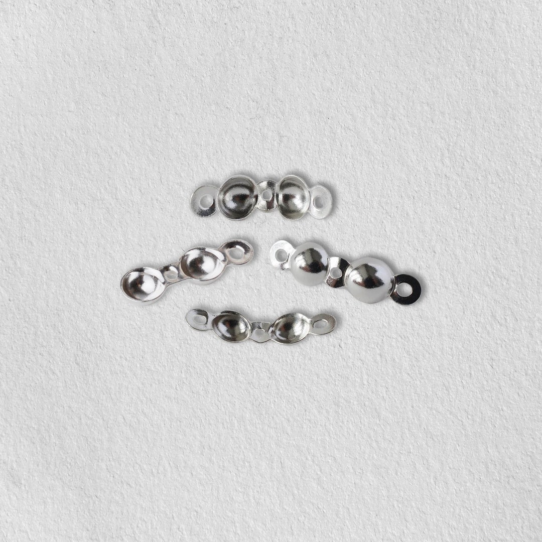 Clam Shell Bead Tip With Rings, 925 Sterling Silver Knot Cover Crimp ...