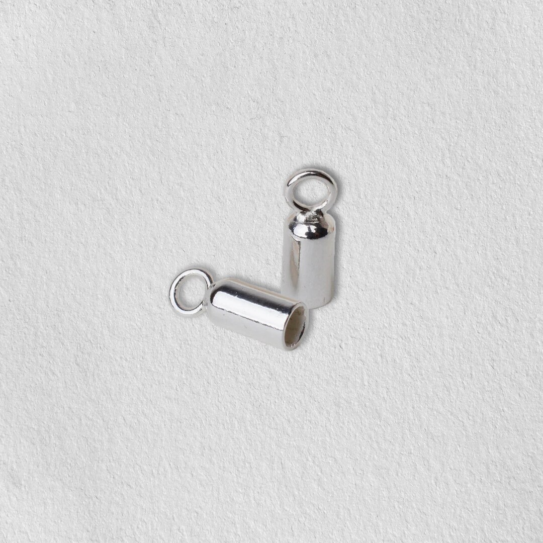 Cord End Caps Tips Tube Bead With Round Loop, 925 Sterling Silver ...
