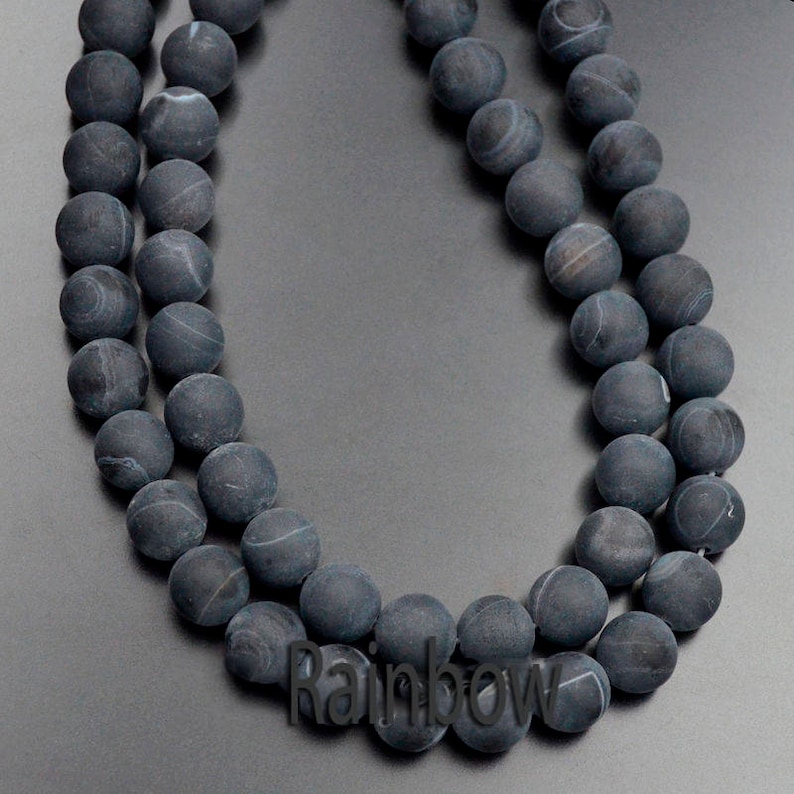 Natural Matte Frosted black stripe Agate Beads Gem 6mm 8mm | Etsy