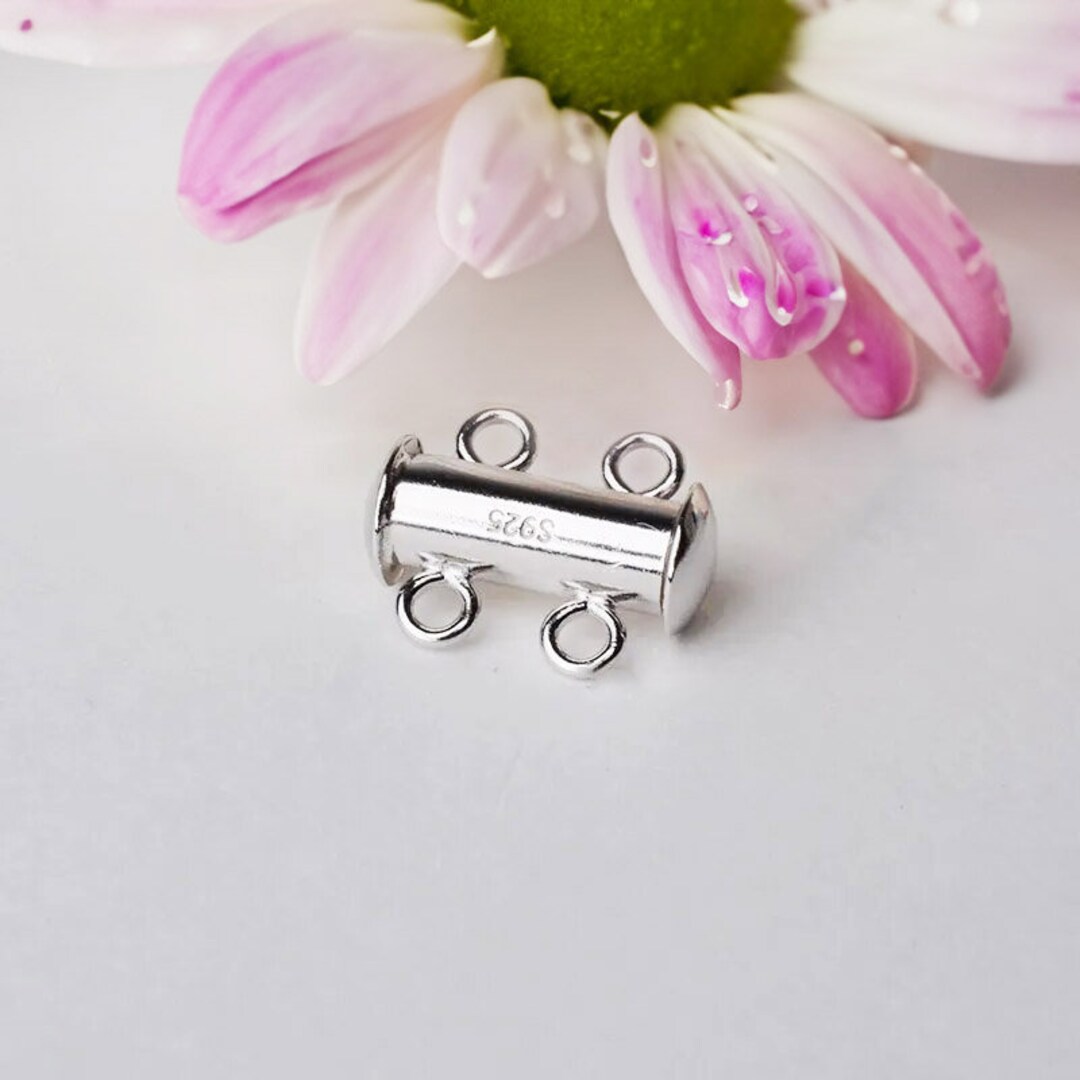 2 Strand Detangler Tube Slide Clasp in Sterling Silver, Buckle for ...