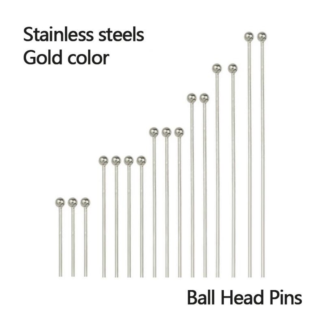 20-70mm Stainless Steel Head Pins - Eye, Ball and Flat, DIY Jewelry ...