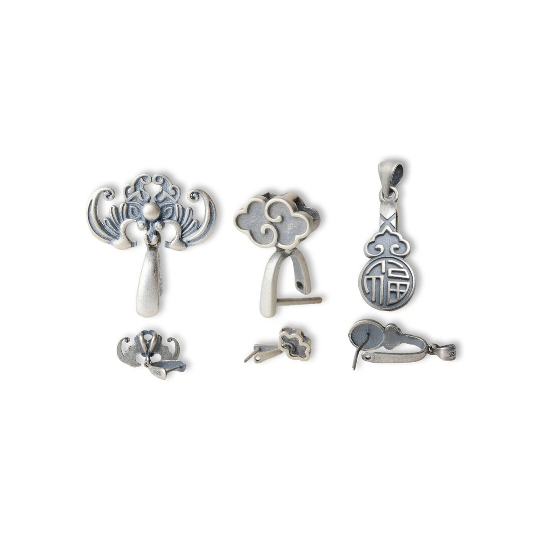925 Sterling Silver Pinch Bail - Blessing, Bat and Cloud Pendant ...
