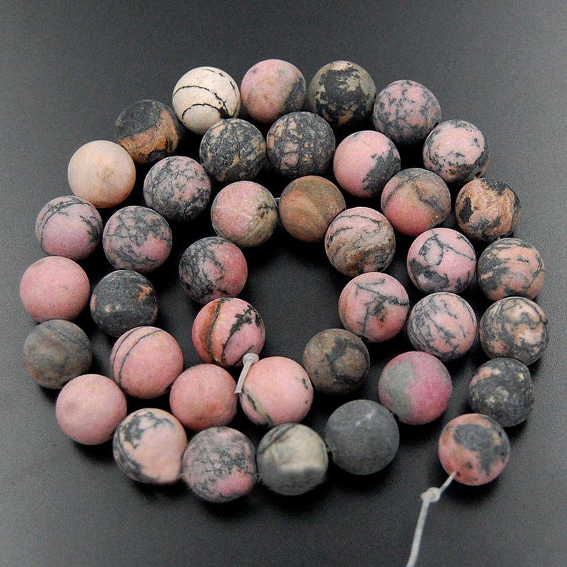 Natural Frosted Red Black Rhodonite Beads Matte Gemstone - Etsy