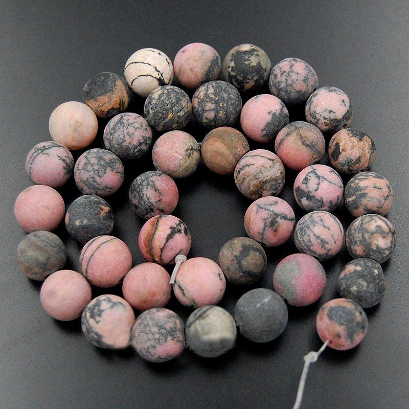 Natural Frosted Red Black Rhodonite Beads Matte Gemstone - Etsy