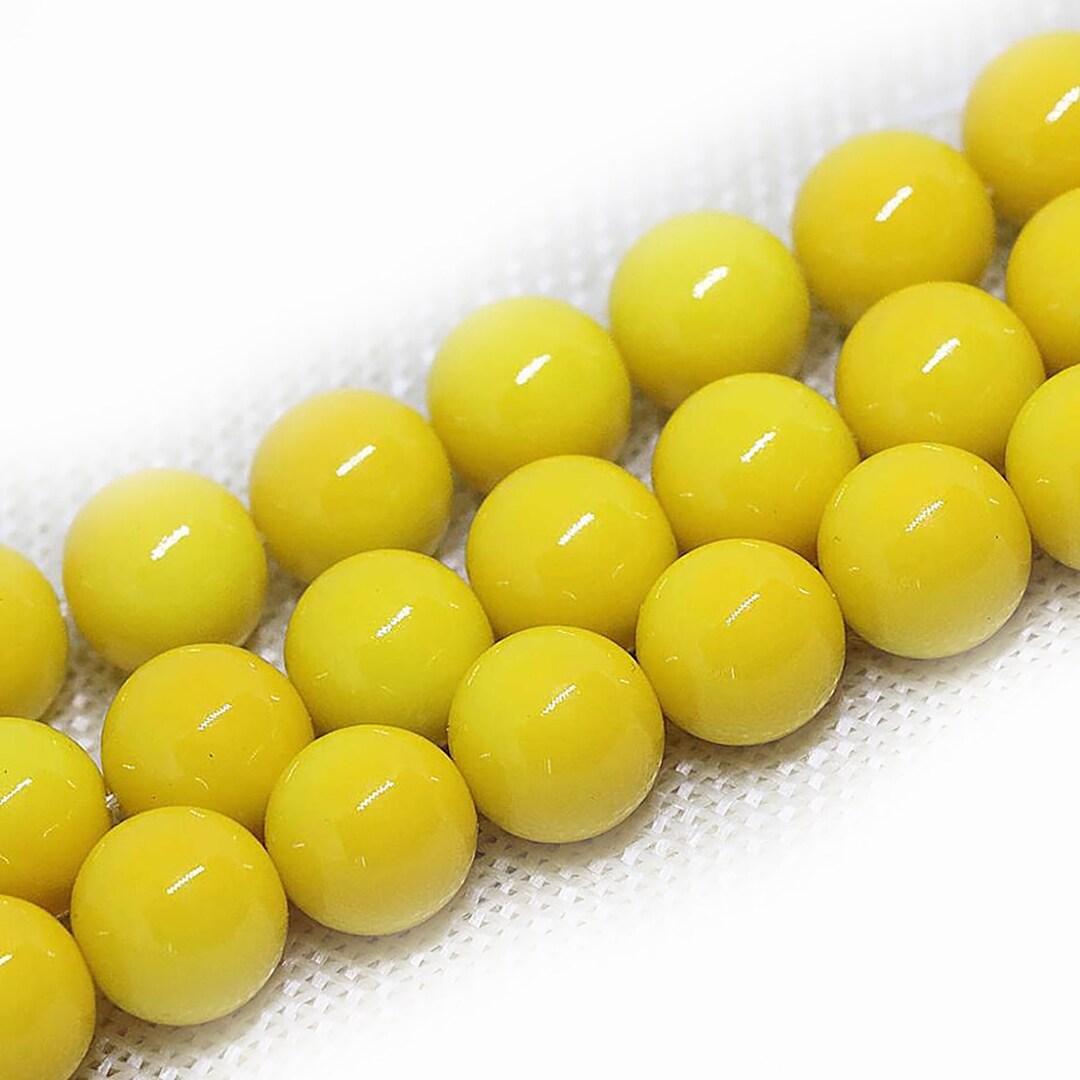 Yellow Coated Czech Glass Pearl Smooth Round Beads, 4mm 6mm 8mm 10mm ...