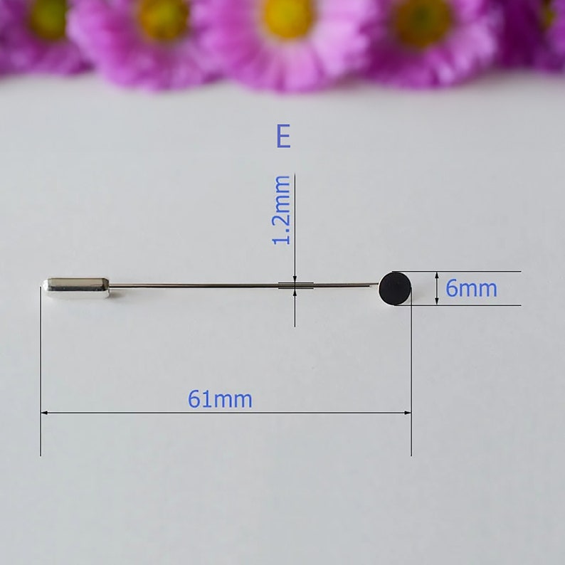 Sterling Silver Long Brooch Pin, DIY Needle Lapel Stick, Blank Stick ...