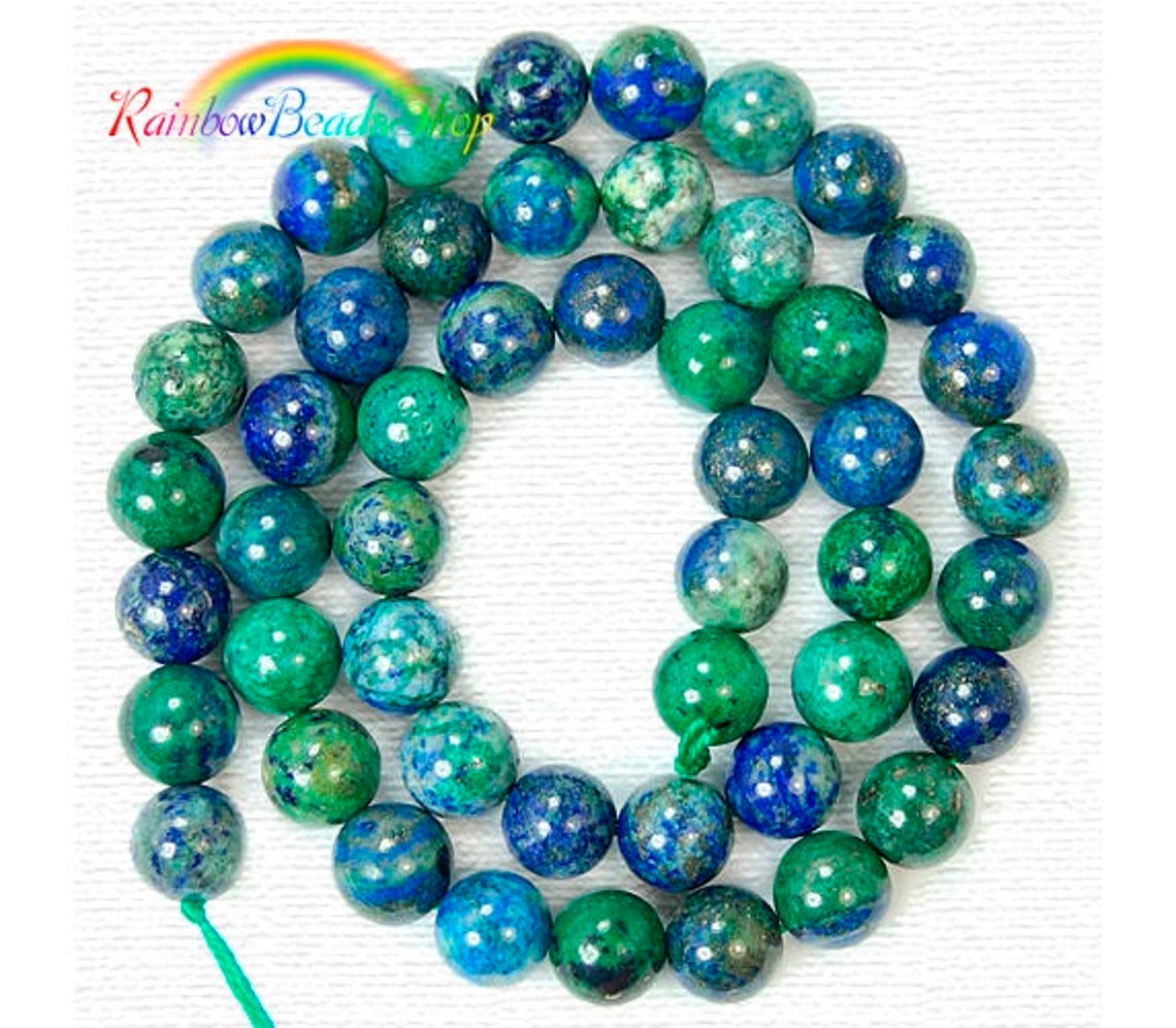 Natural Blue Green Chrysocolla Azurite Beads, Gemstone Beads, Stone ...
