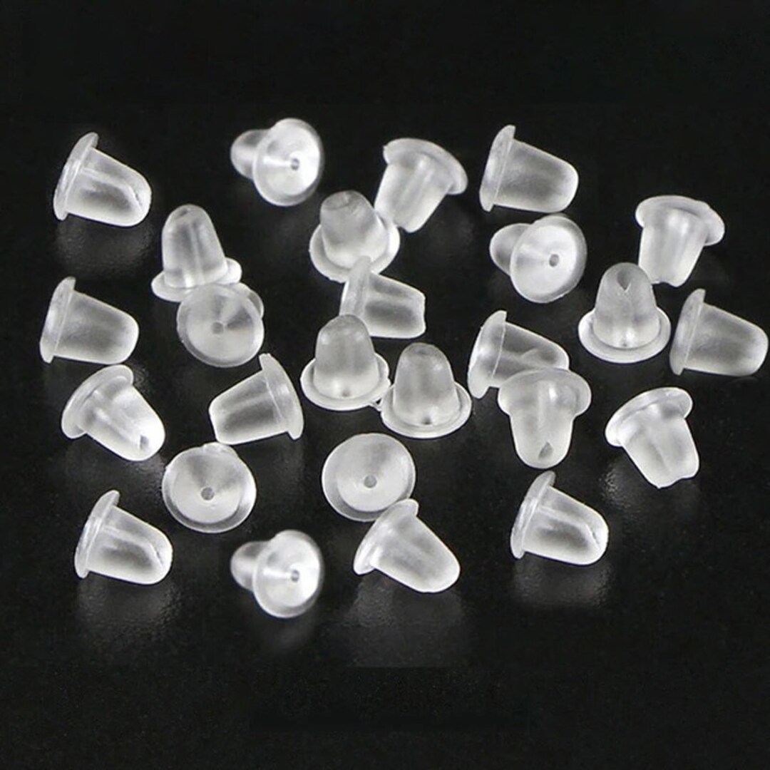 200 Silicone Earring Back Stoppers, Soft Rubber Round Ear Nuts Caps ...