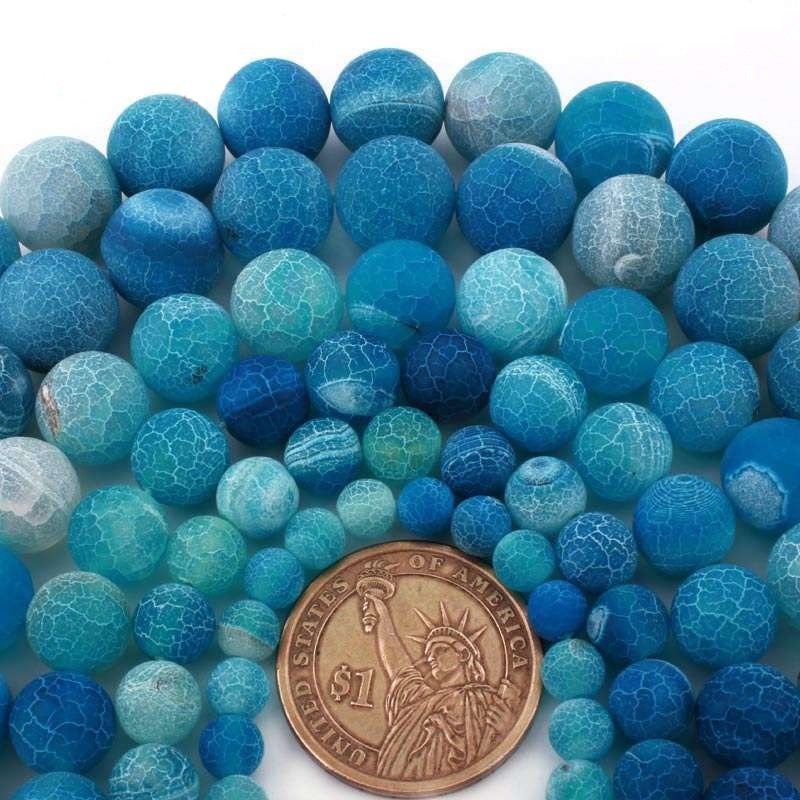 Blue Fire Agate Cracked Matte Round Beads Crackle 4mm 6mm 8mm - Etsy