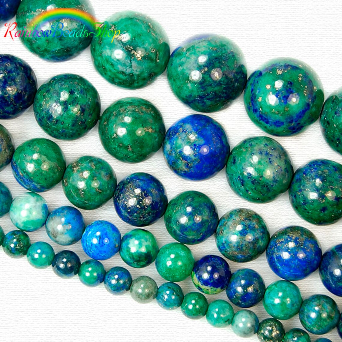 Natural Blue Green Chrysocolla Azurite Beads, Gemstone Beads, Stone ...