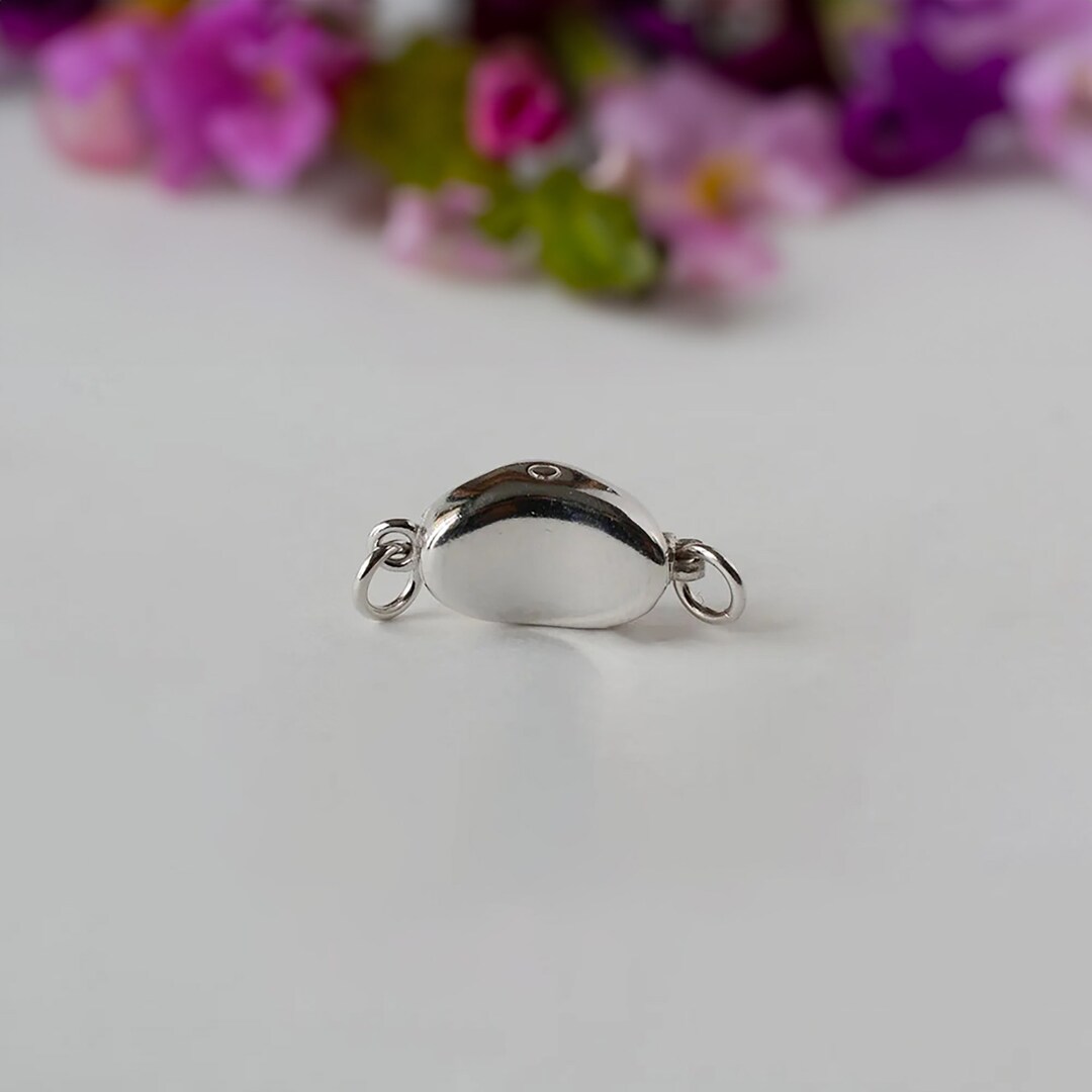 Box Clasp in 925 Sterling Silver, Pea-shaped With Security Tab Lock ...