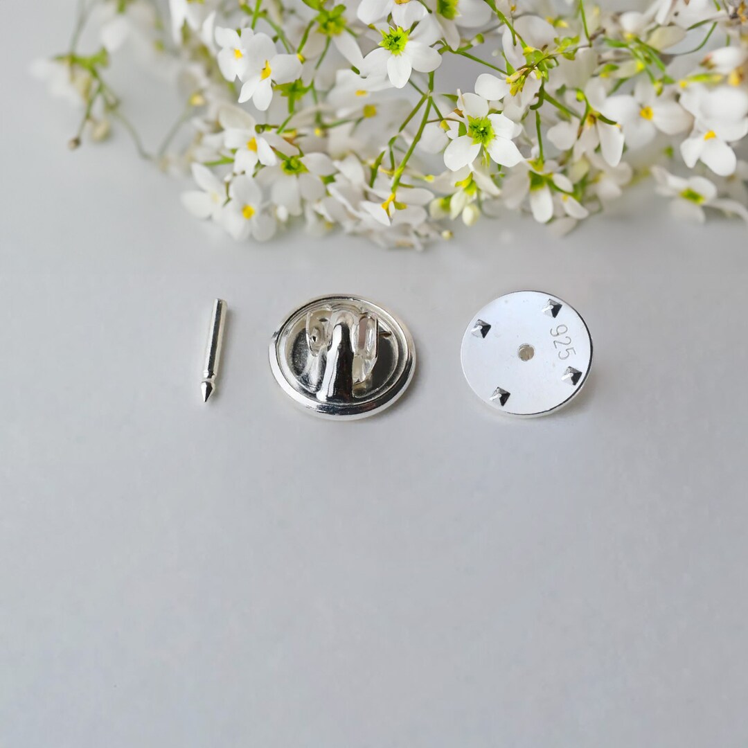 Badge Brooch Findings, 925 Sterling Silver Grip Fastener, 10mm With ...
